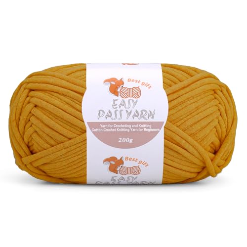 Fedmut Yarn for Crocheting -200g Beginners Chunky Cotton Yarn Easy-to-See Stitches Thick Worsted Yarn for Knitting Craft -Yellow