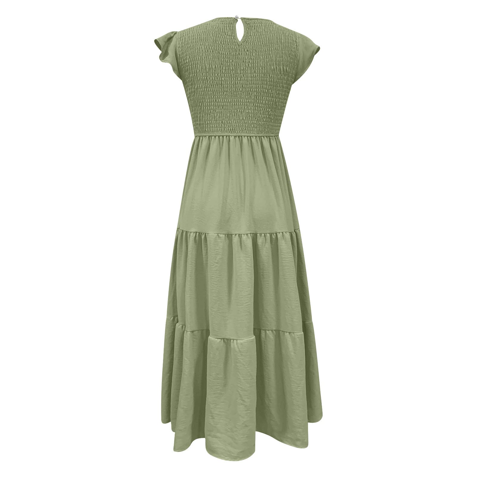 Ceboyel Womens Flutter Sleeve Summer Dresses Bohemian Maxi Long Dress Tiered Ruffle Dresses Elegant Casual Weddings Clothing