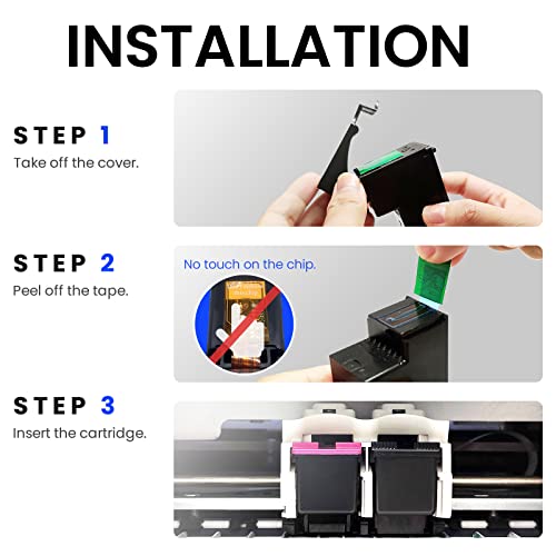 62XL Black/Tri-Color Ink Cartridges Replacement for HP 62 Ink 62XL Combo (2 Pack) Work with Envy 5640 5660 5540 7640 5661 5542 5642 5643 5661 7643 7645, OfficeJet 200 250 5740 5741 5745 5746 Printer