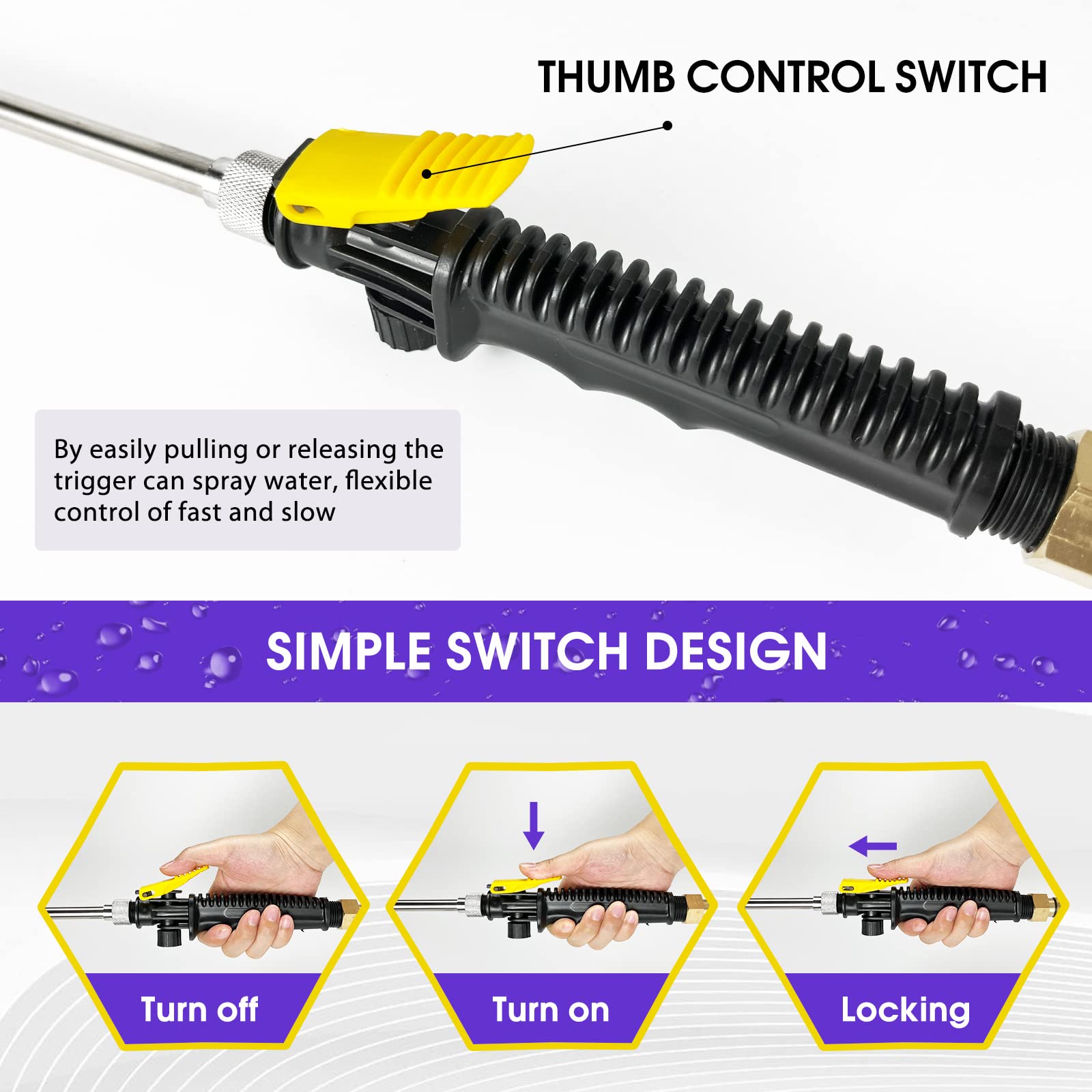 YJDayy 28 Inch Sprayer Wand Replacement Garden Sprayer Wand Adjustable Universal Pump Sprayer Wand with 3/8" Brass Barb Stainless Steel Pressure Washer Wand Shut off Valve with Hose Quick Connector
