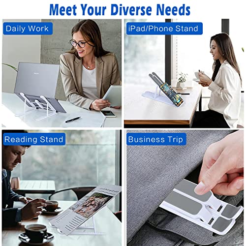 Heartbeats Laptop Stand, Laptop Riser with Adjustable Ergonomic Design, 6 Angles Anti-Slip Portable Computer Stand, Foldable Laptop Holder Compatible with 10-15.6 inch Laptops (White)