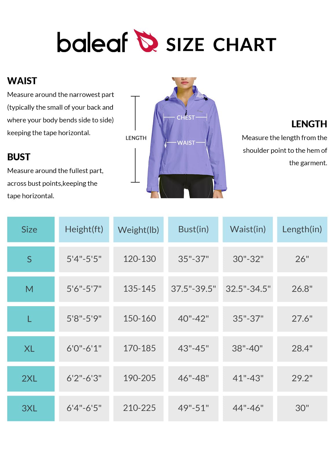 baleaf Women's Running Rain Jackets Waterproof Windbreaker Windproof Lightweight Cycling Jacket Reflective Packable Hooded Purple L