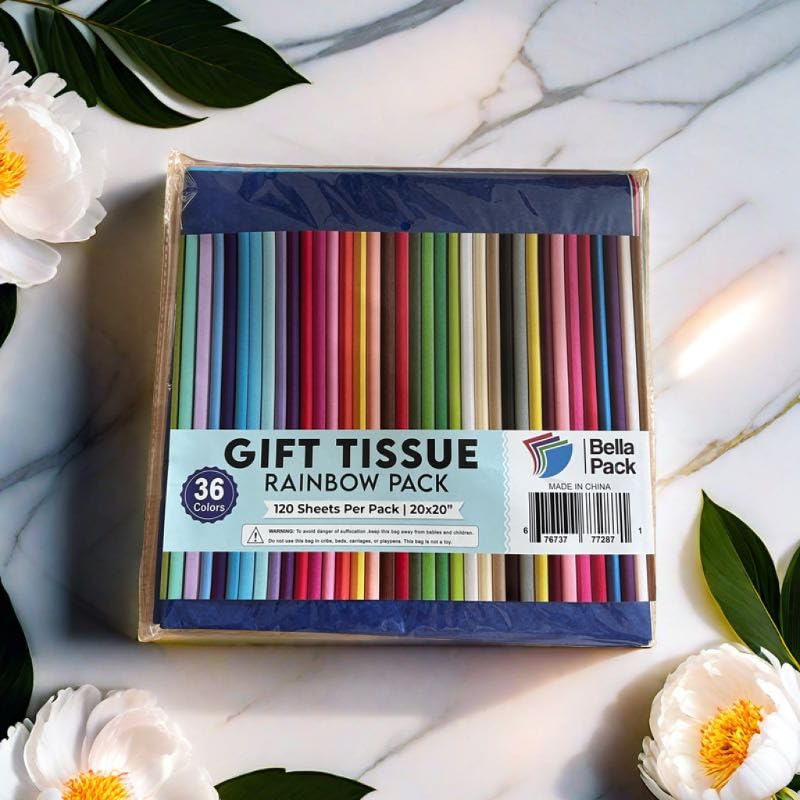 Bella Pack 120CT 36 Solid Vibrant Colors Gift Tissue Paper 20" x 20" Value Pack!