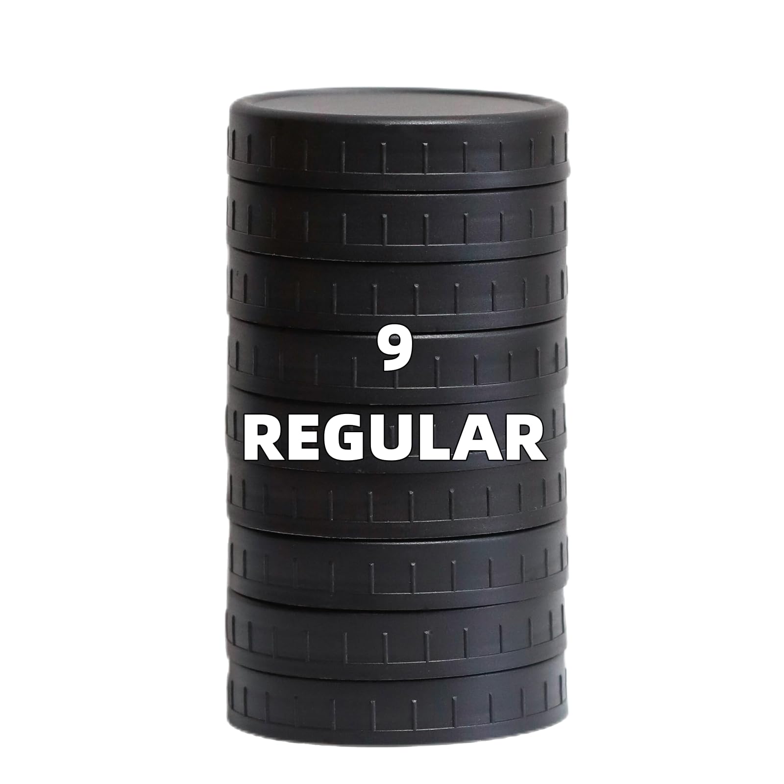 Jumterlee 9 Pack Black Regular Mouth Mason Jar Lids with Silicone Rings, Plastic Mason Jar Lids,Plastic Canning Lids, Fit Ball,Kerr and More (black)