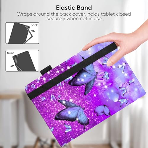 Pudiceva Universal Case for 7.5-9.0 inch Tablet,Slim Folio Protective Cover for 7.9" 8.0" 8.4" 8.7" and All 7.5"-9.0" Touchscreen Tablet Cover with Adjustable Fixing Band,Butterfly 01