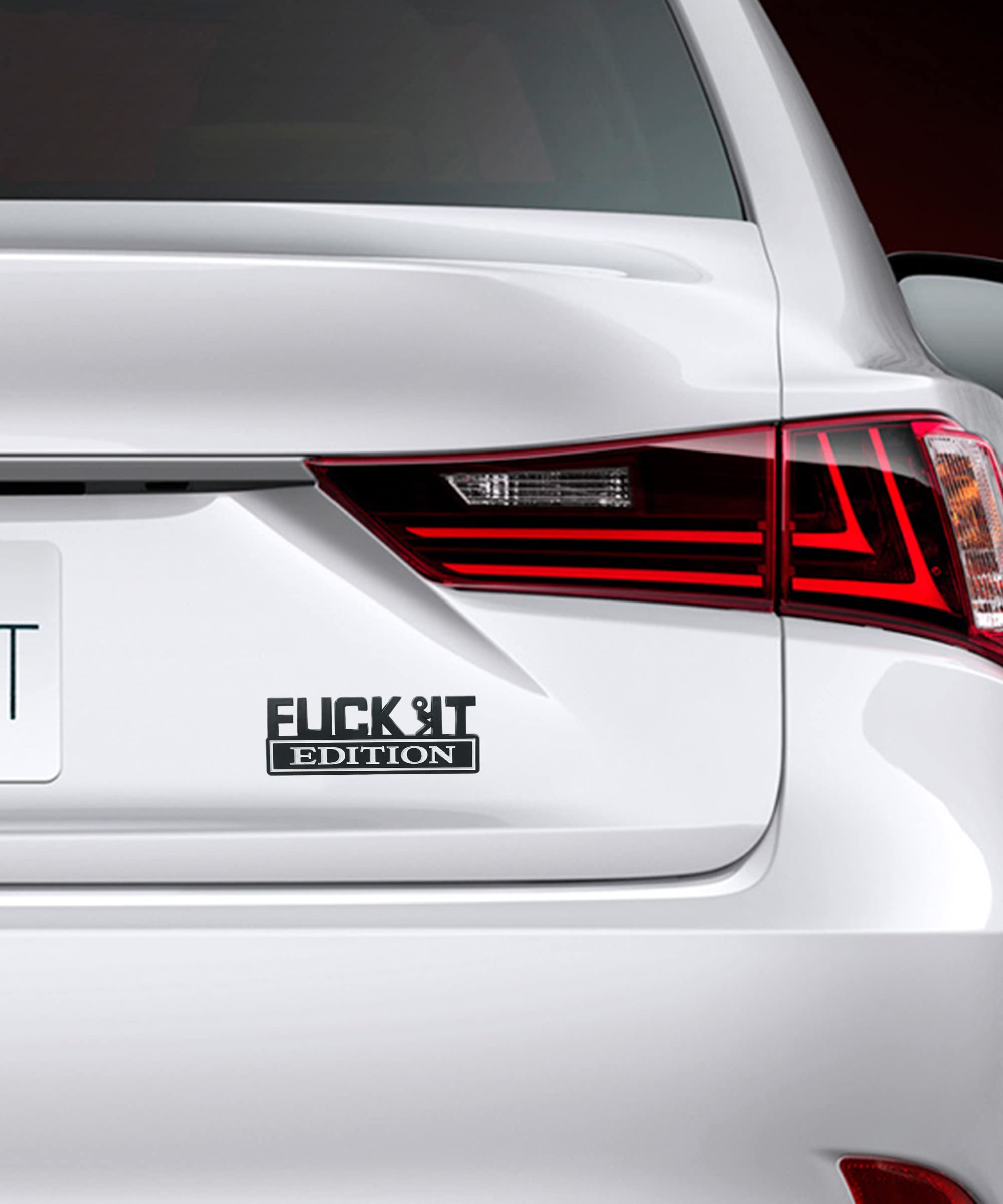 Zlirfy Fuck IT Edition Emblem for Car,Universal 3D Fender Badge Decal,Car Exterior Emblems Badge Letters Bumper Trunk Door Sticker Decoration 3D Sticker Decal(Black White)