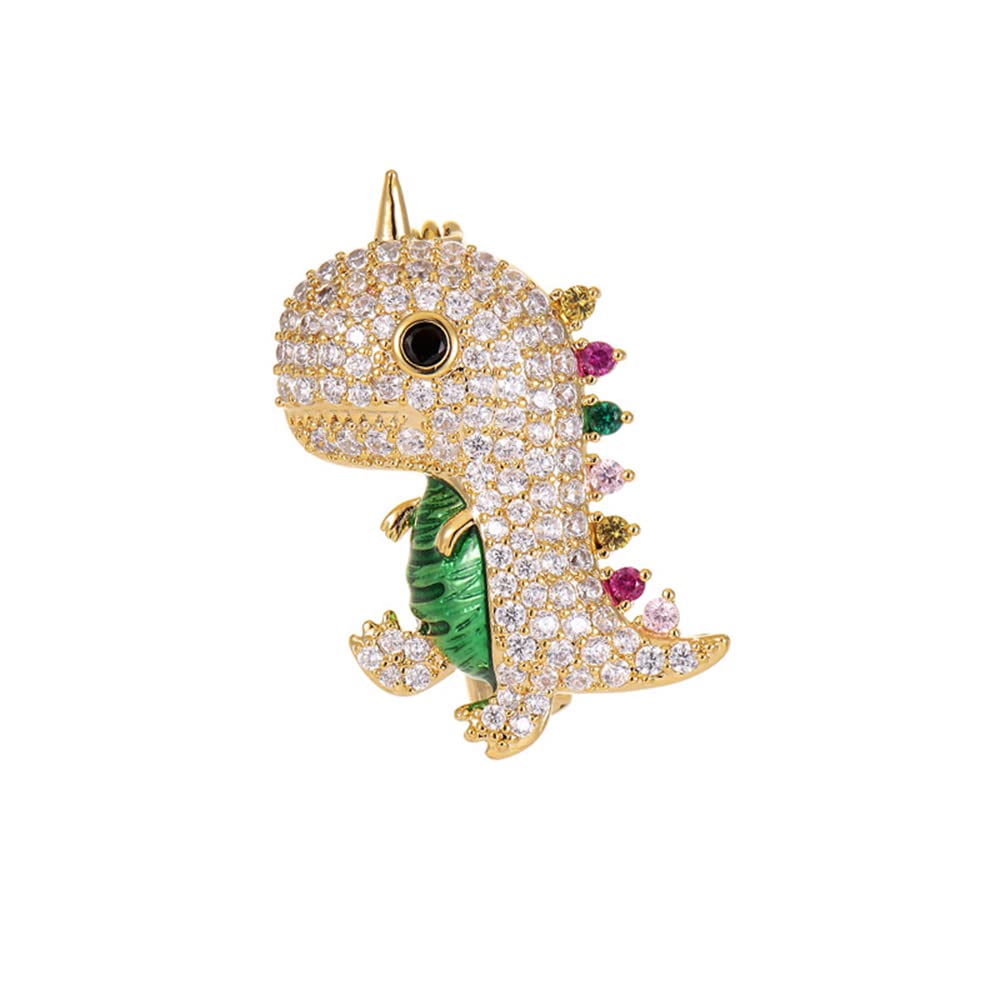 Cute Dinosaur Sparkly CZ Brooches Pins Delicate Luxury Cartoon Animal Brooch Classic for Party Dance Banquet for Women Ladies Girls Dainty Elegant Beautiful Lapel Pins Scarf Clips Collar Neck Tie Dress Suit Shirt Ceremony Clothes Accessories Jewelry Mothe