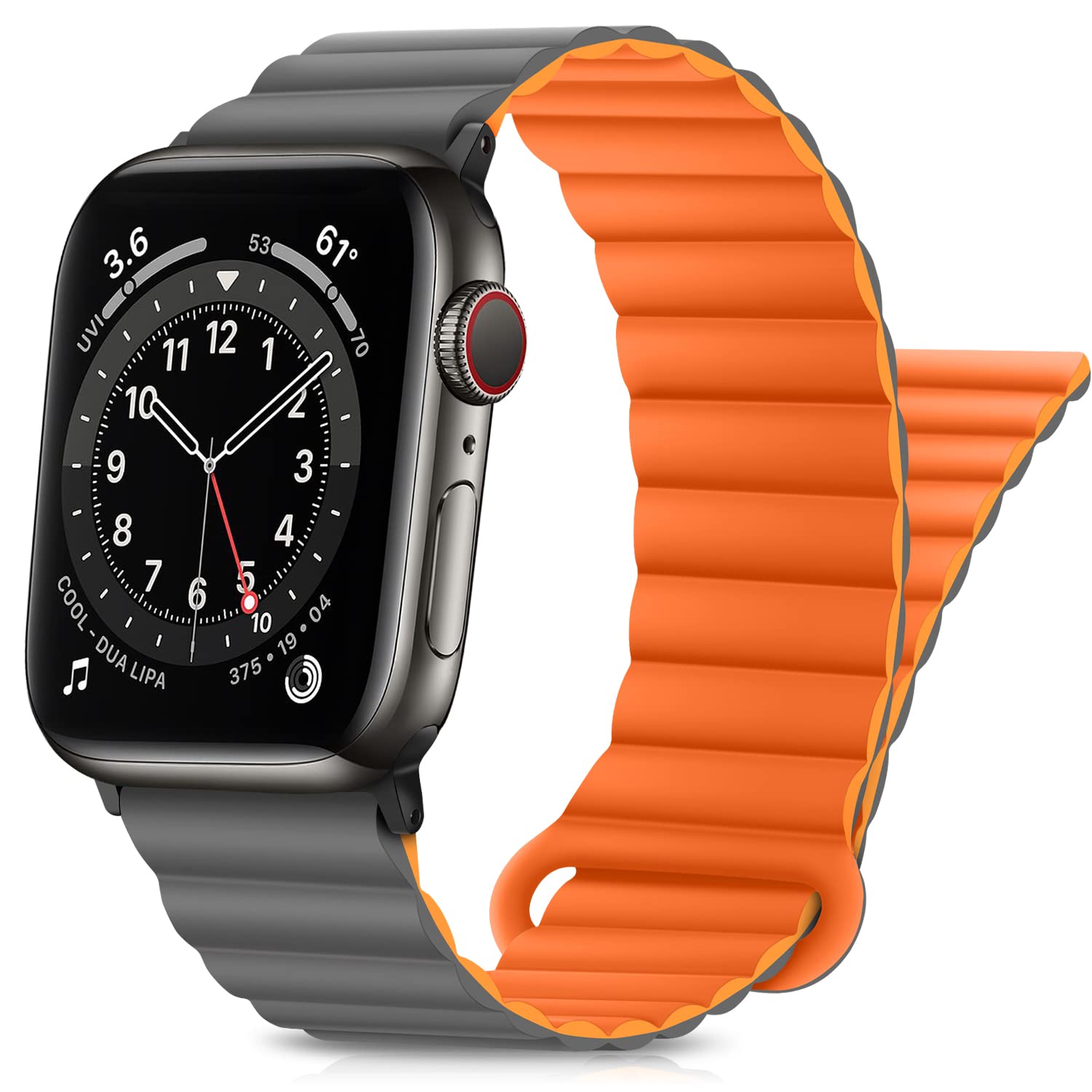 HITZEE Compatible with Apple Watch Band 49mm 45mm 44mm 42mm, Nylon Braided Loop Bands Adjustable Sport Strap Designed for Apple Watch Ultra Series 8 7 SE 6 5 4 3 2 1, Orange, M