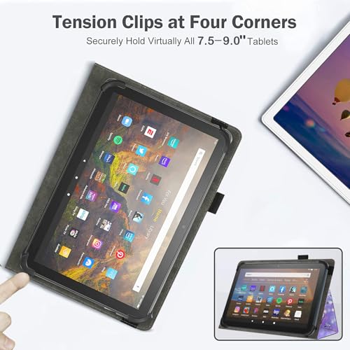 Pudiceva Universal Case for 7.5-9.0 inch Tablet,Slim Folio Protective Cover for 7.9" 8.0" 8.4" 8.7" and All 7.5"-9.0" Touchscreen Tablet Cover with Adjustable Fixing Band,Butterfly 01