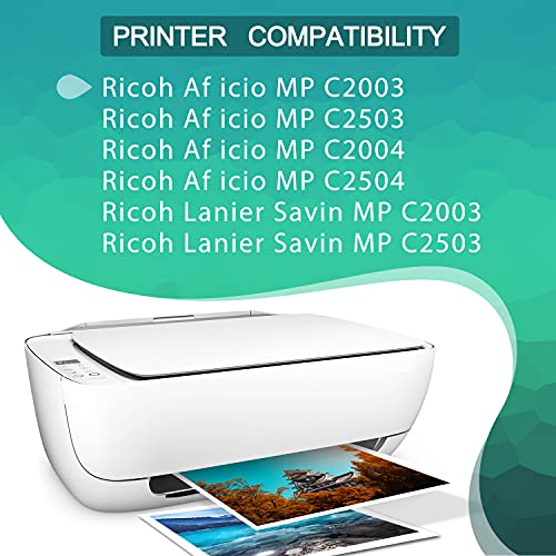 GREENBOX Remanufactured MP C2003 Toner Cartridge Replacement 15,000 Pages High Yield for Ricoh Aficio MP C2003 MP C2503 MP C2004 MP C2504 MP C2003 MP C2503 Printer (1 Black 1 Cyan 1 Magenta 1 Yellow)