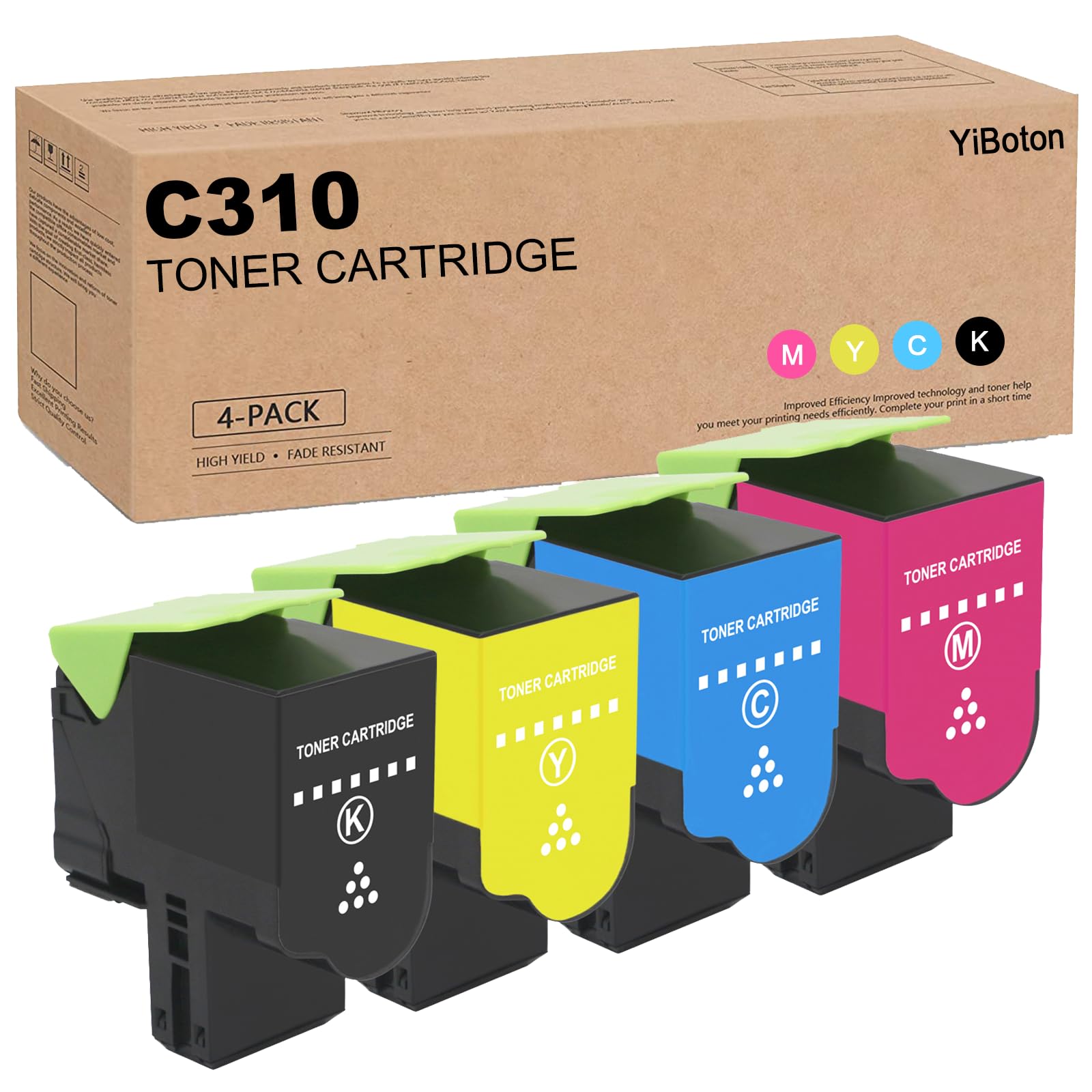 YiBoton C310/C315 C310 C315 High Capacity Toner C310 Toner Cartridge 006R004356 006R004357 006R004358 006R004359 Replacement for C310 C310DNI C310DNIM C315 C315DNI Color Printers (4-Pack)