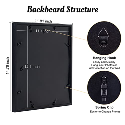 ENGLORY 11x14 Picture Frame Black Set of 3, Made of composite wood and Real Glass, Display 8x10 with Mat or 11x14 Without Mat, 11 x 14 Photo Frames for Wall Mounting.
