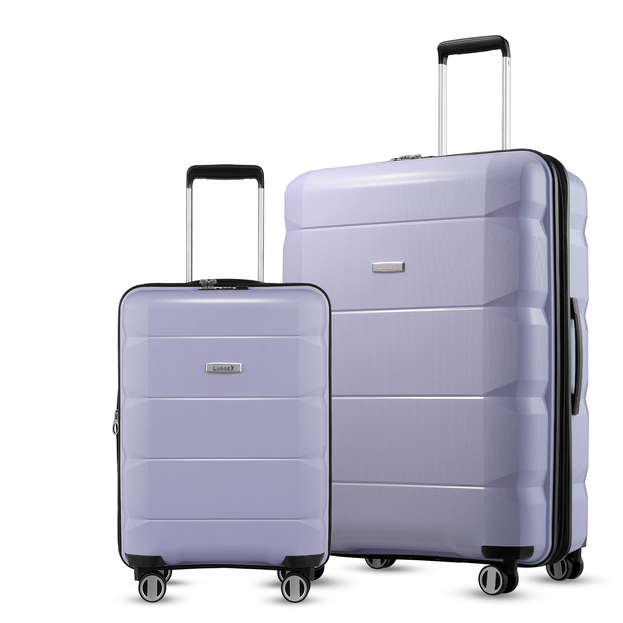 LUGGEX Expandable Carry On Luggage Sets 2 Piece - Lightweight Luggage with Spinner Wheels - Travel Suitcase with TSA Lock (Purple Suitcase)