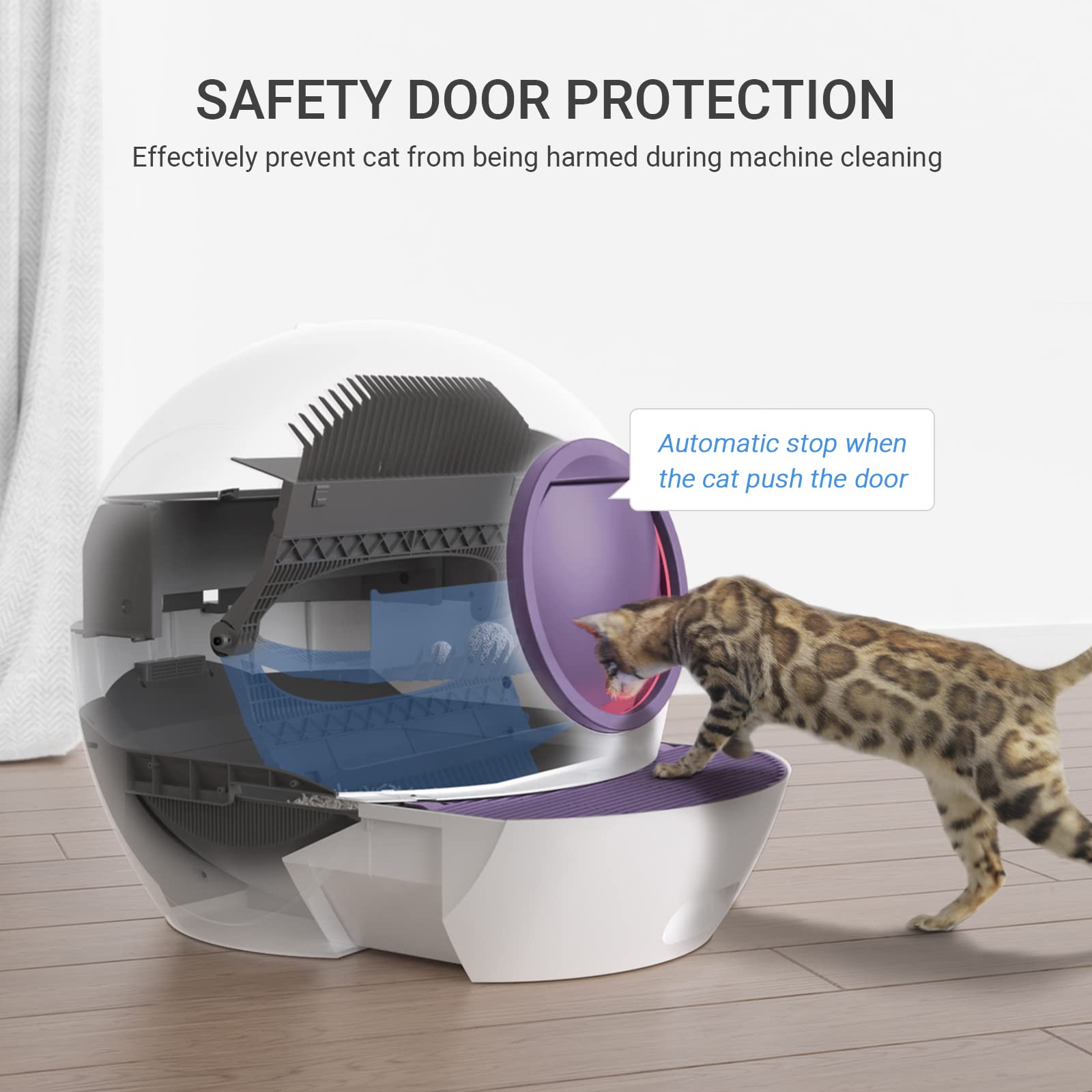ELS PET Self Cleaning Cat Litter Box, No Scooping Automatic Litter Box with APP Control, Smart Monitor/Safety Protection/Odorless, Extra Large for Multiple Cats