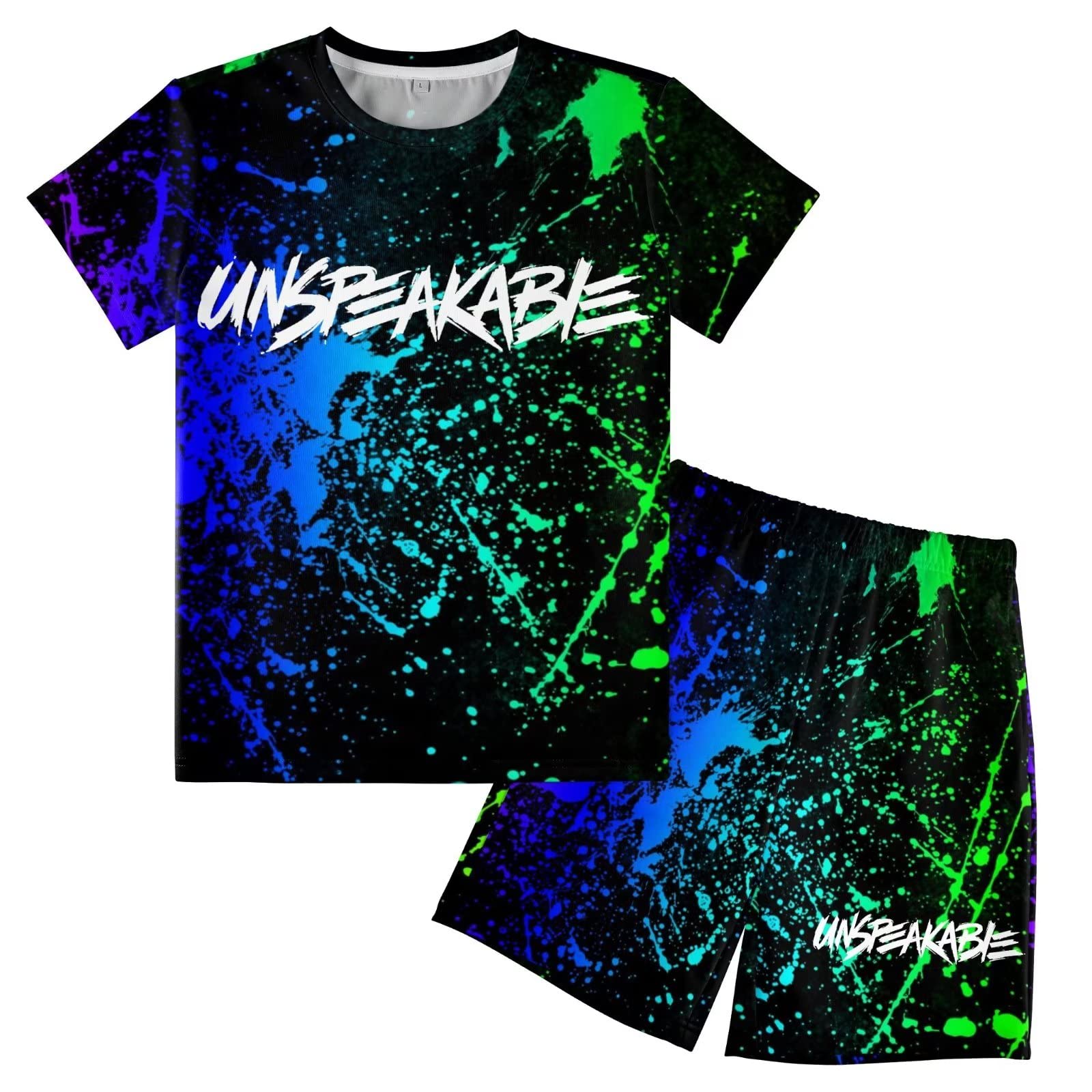 3D Printing Merch for Kids, Cool T-Shirt and Shorts Set for Boys Girls Fashion Short Sleeves Shirt Suit 9-10 Years