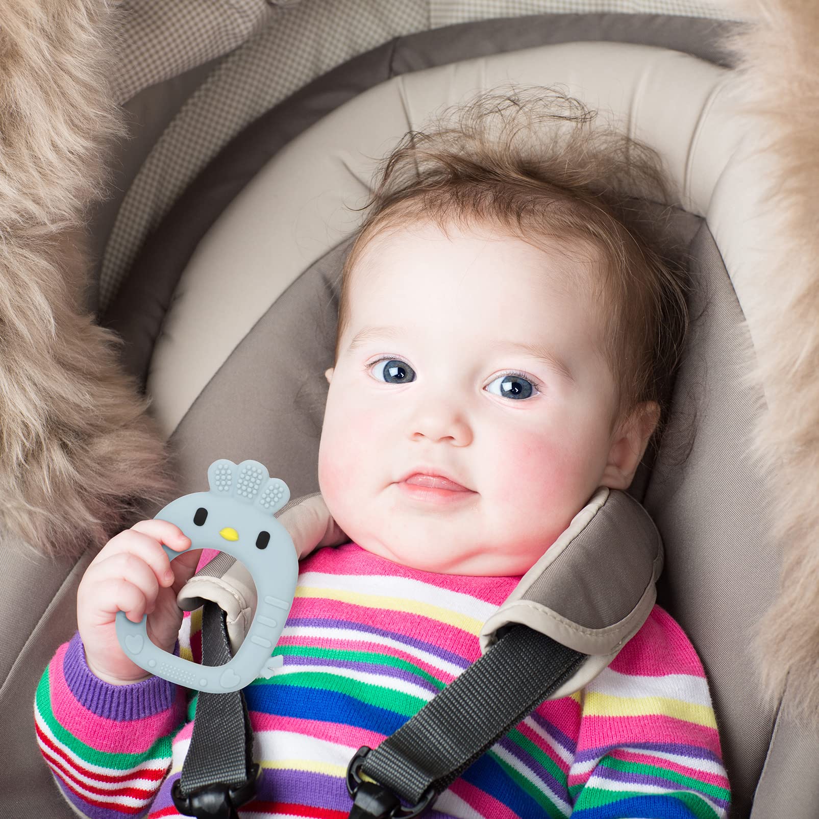 Socub Silicone Baby Teething Toy for Infants 3 Months+, BPA Free Never Drop Silicone Mitten Teether Toy for Soothing Sore Gums, Baby Chew Toys for Sucking Need(Olive
