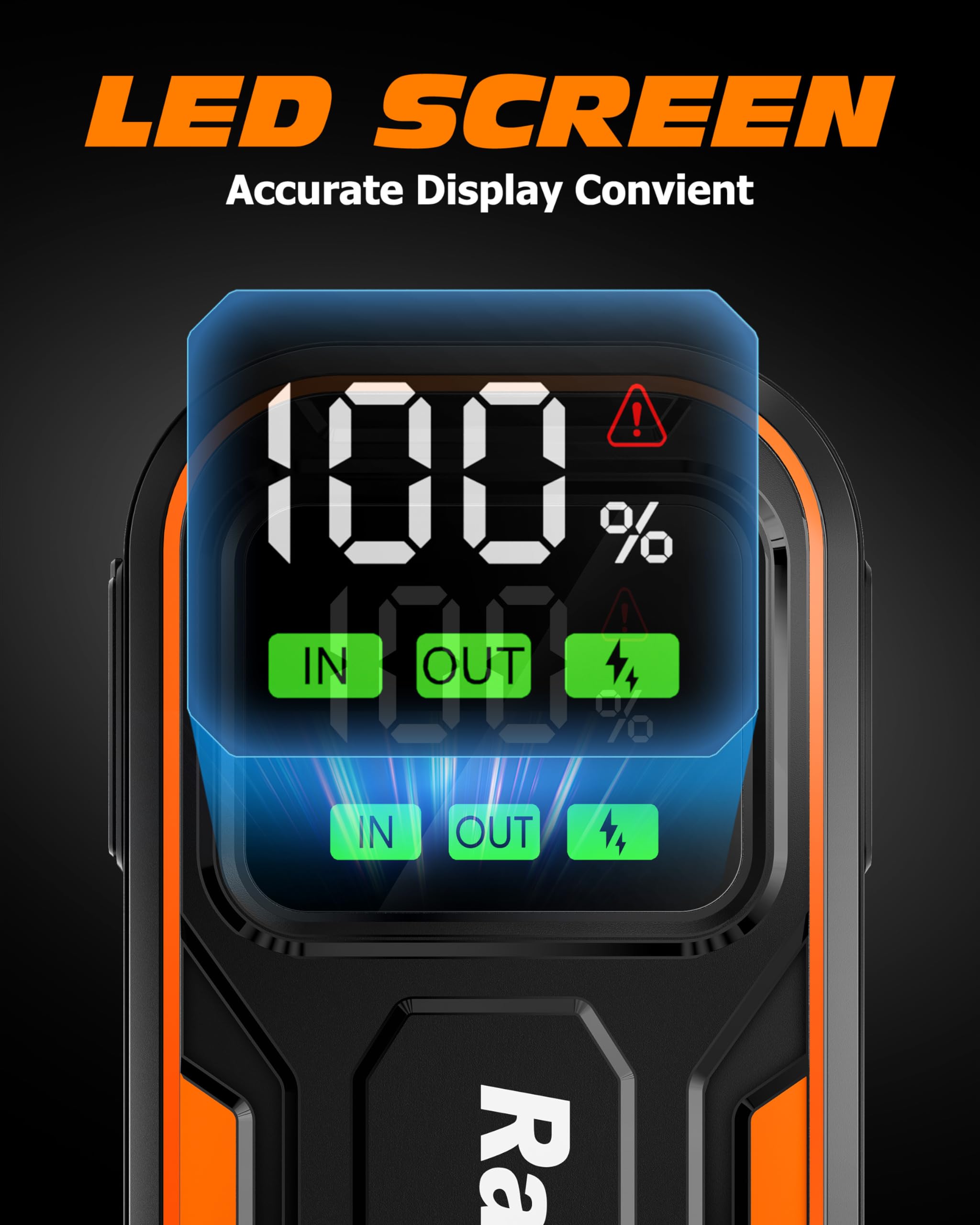 RALXER 1600A Peak 15200mAh Portable Car Jump Starter, Jump Starter Battery Pack (Up to 7.5L Gas or 6.0L Diesel Engine), 12V Battery Jump Starter with Type C-C PD60W (Input/Output) and LED Display