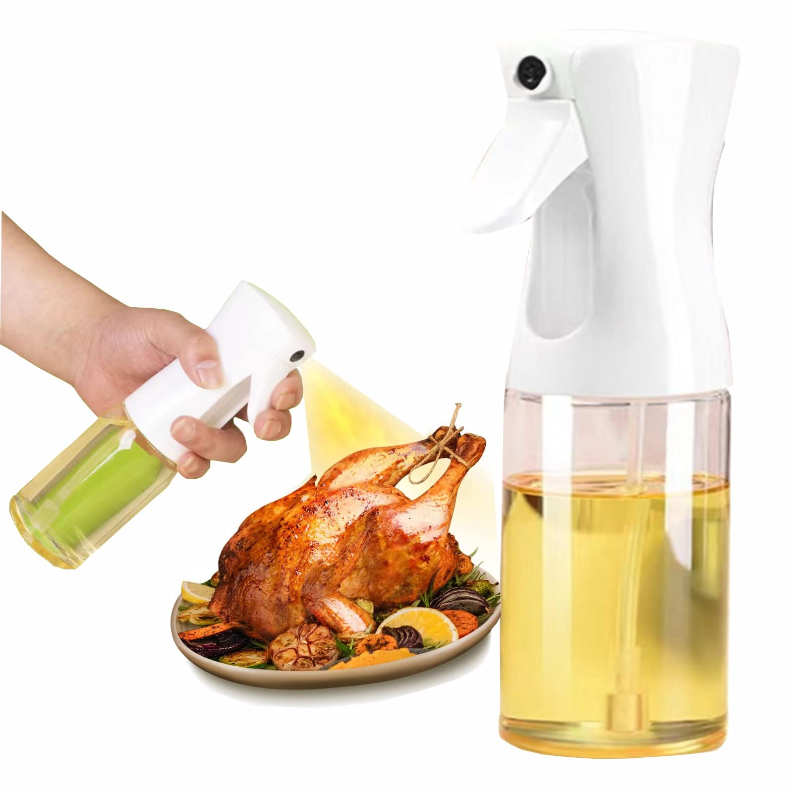 Oil Sprayer for Cooking, 220ml Glass Olive Oil Sprayer Mister, Olive Oil Spray Bottle, Kitchen Gadgets Accessories for Air Fryer, Canola Oil Spritzer, Widely Used for Salad Making, Baking, Frying, BBQ