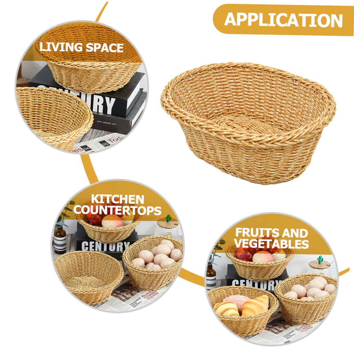 Zerodeko 3pcs Snack Storage Basket Fruit Container Party Bread Basket Multipurpose Storage Basket Creative Fruits Basket Breads Storage Holder Laundry Basket Woven Holder