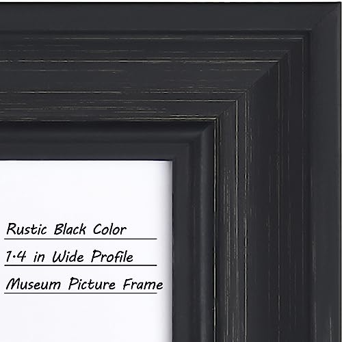 Yaetm 11x14 Picture Frame with Mat for 8x10 Set of 4, 1.4" Wide Molding & Distressed Black Photo Frames 11 x 14 with Tempered Glass for Wall Gallery, Home and Office, Wall Mount (4 pack, Black)