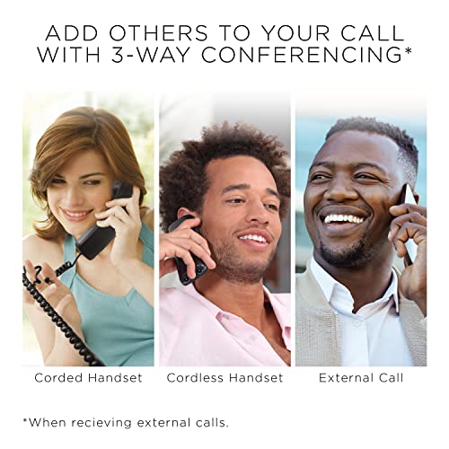 Motorola Voice C42 Corded Phone System + 3 Digital Cordless Handsets w/Answering Machine, Call Block - Black (C4203)