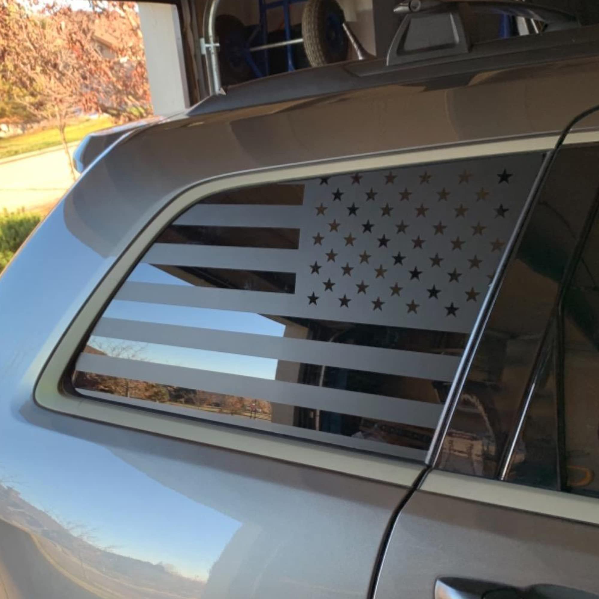 Zhizhong Side Window American Flag Decals for Car SUV Trucks, Universal Matte Black USA Flag Vinyl Sticker Free Installation Tools (A Pair)