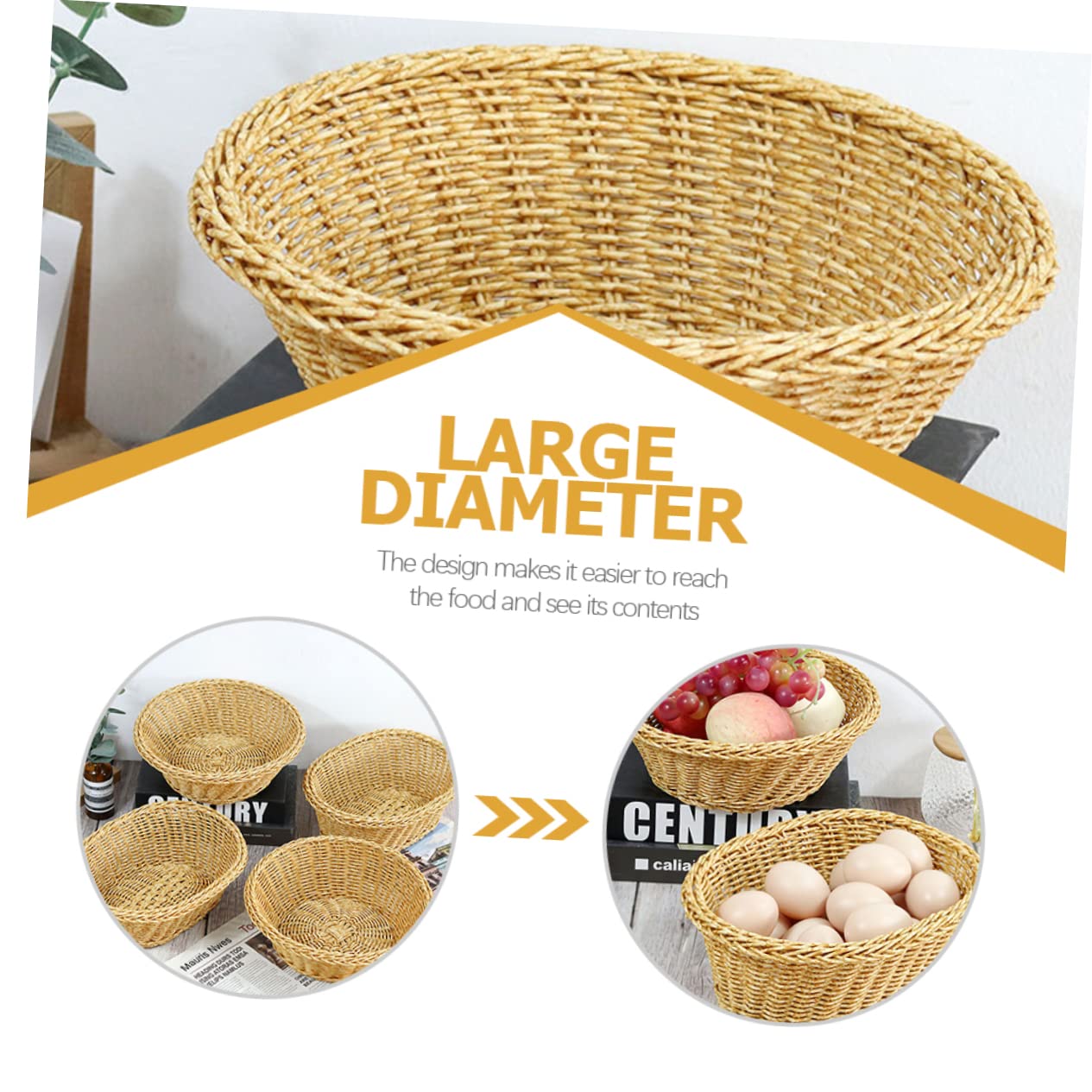 Zerodeko 3pcs Snack Storage Basket Fruit Container Party Bread Basket Multipurpose Storage Basket Creative Fruits Basket Breads Storage Holder Laundry Basket Woven Holder