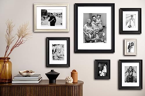 Yaetm 11x14 Picture Frame with Mat for 8x10 Set of 4, 1.4" Wide Molding & Distressed Black Photo Frames 11 x 14 with Tempered Glass for Wall Gallery, Home and Office, Wall Mount (4 pack, Black)