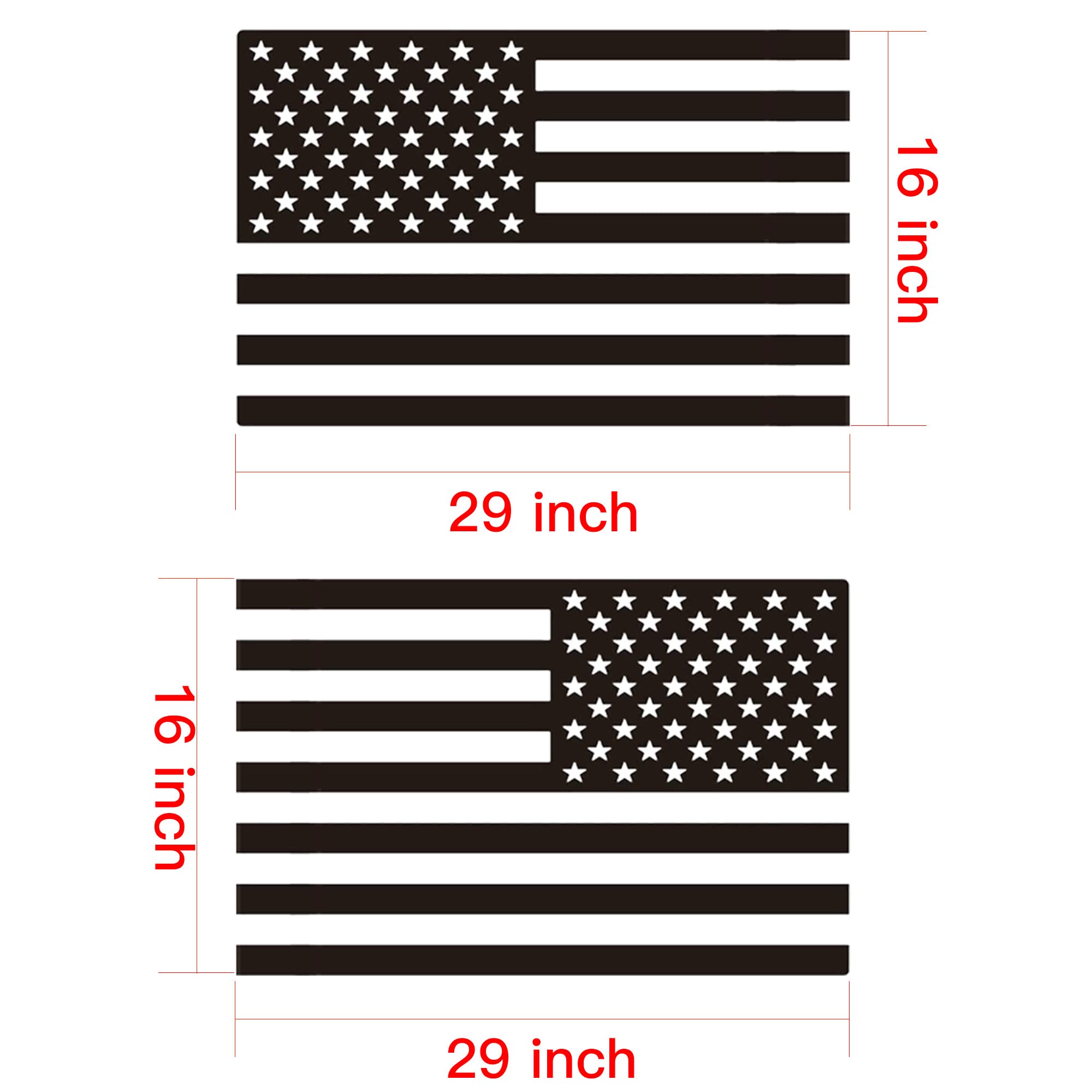 Zhizhong Side Window American Flag Decals for Car SUV Trucks, Universal Matte Black USA Flag Vinyl Sticker Free Installation Tools (A Pair)