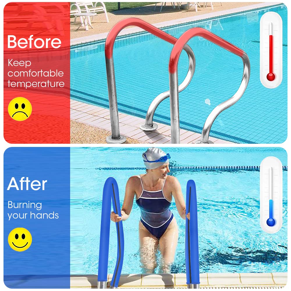 Generic Pool Handrail Cover, 5 Feet, Neoprene, Blue, Textured, Safety Grip Sleeve for Swimming Pools Inground Ladder Hand Rail Railing Grips