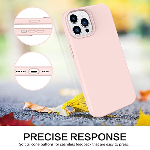 BENTOBEN for iPhone 14 Pro Max Case, Soft Silicone Gel Rubber Bumper Microfiber Lining Hard Back Shockproof Protective Phone Cover for iPhone 14 Pro Max 6.7", Sand Pink