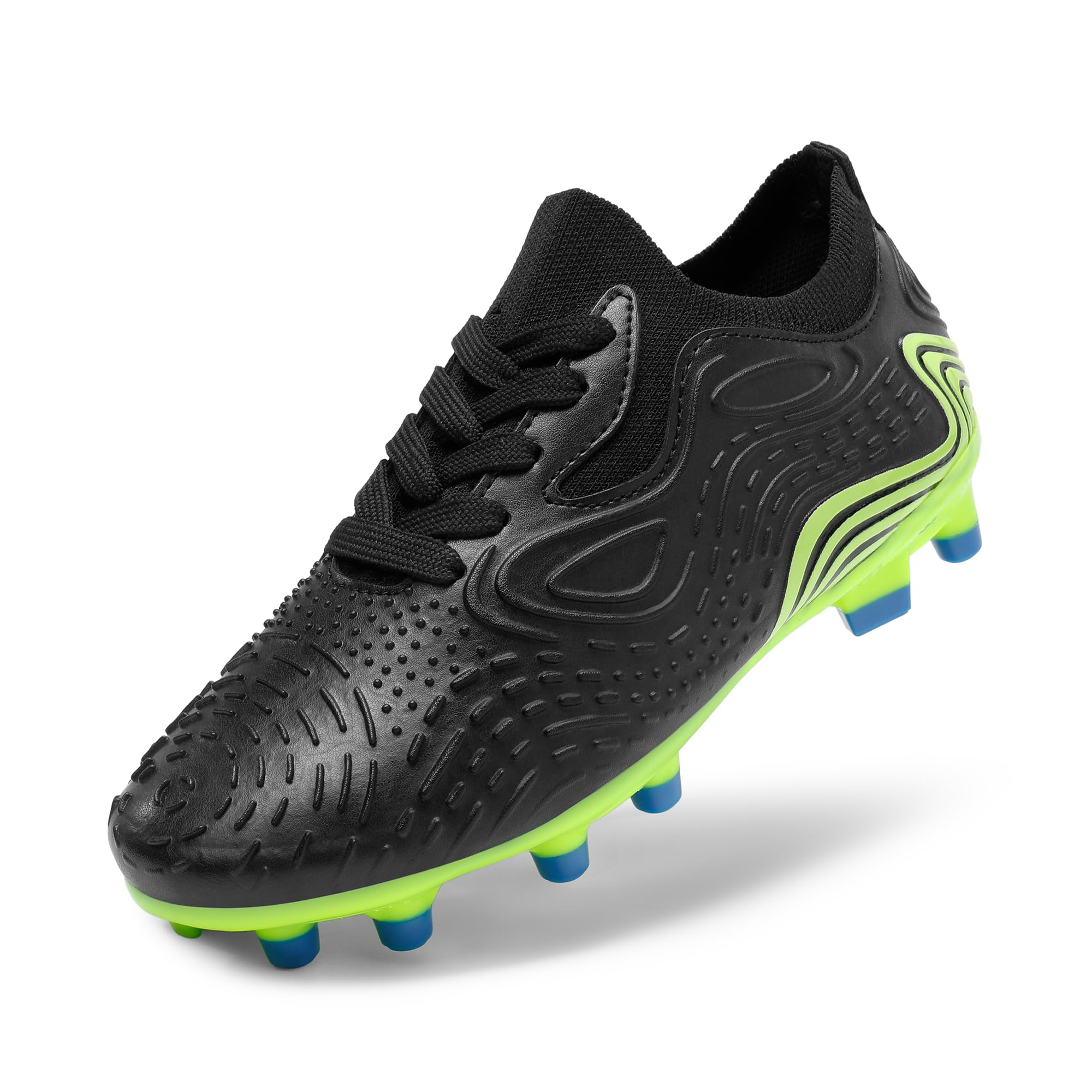 DREAM PAIRS Boys Girls Soccer Cleats Kids Football Shoes for Little/Big Kid,Size 4 Big Kid,Black/Neon Green,SDSO2304K