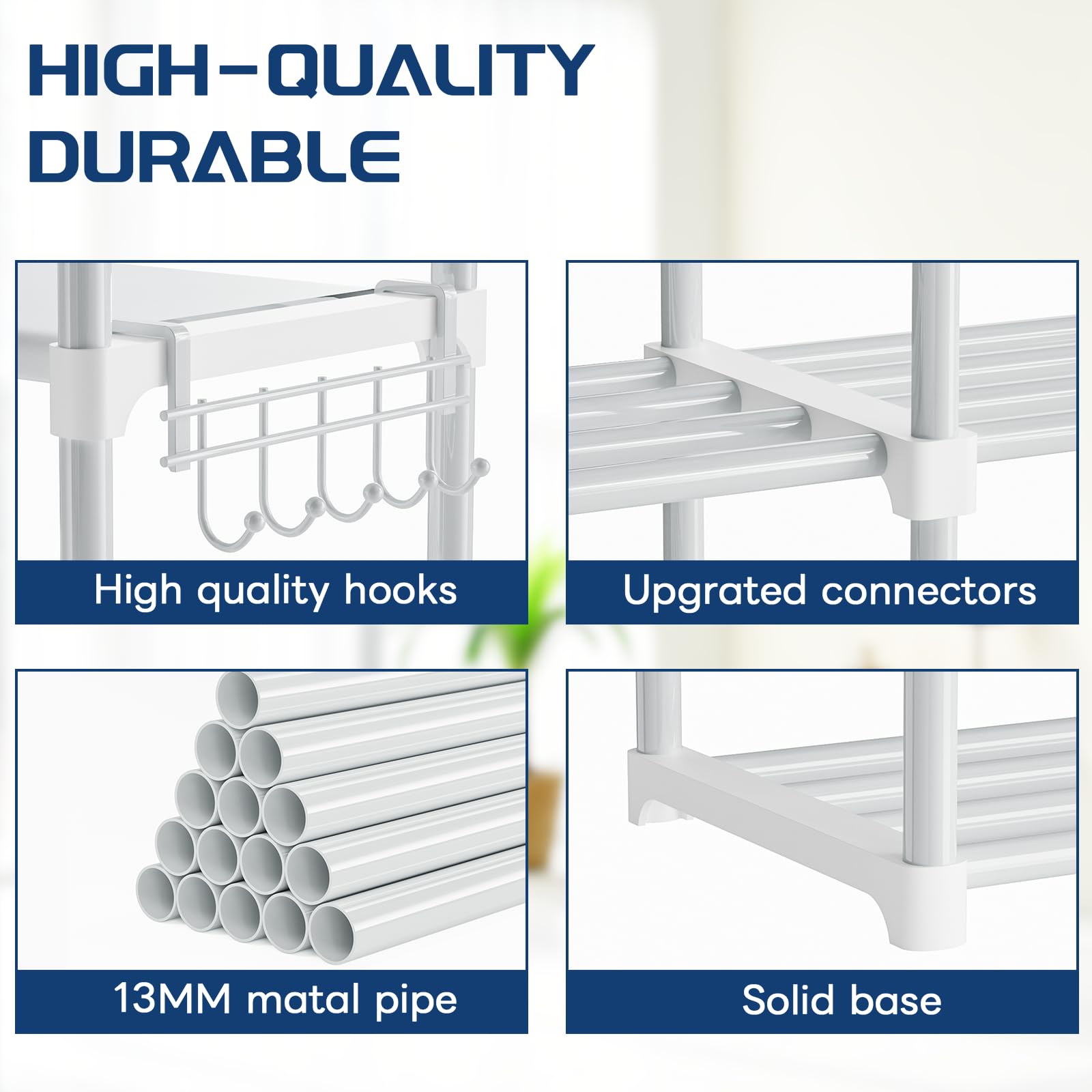 Mavivegue 9 Tiers Shoe Rack Tall Shoe Organizer Shoe Storage 50-55 Pairs Vertical Shoe Shelf Large Shoe Rack Organizer Stackable Shoe Racks for Entryway, Closet, Garage, Bedroom,Cloakroom - White