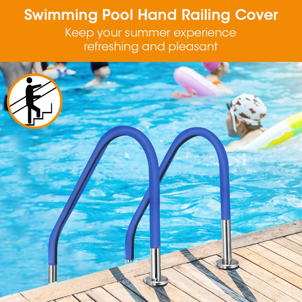 Generic Pool Handrail Cover, 5 Feet, Neoprene, Blue, Textured, Safety Grip Sleeve for Swimming Pools Inground Ladder Hand Rail Railing Grips