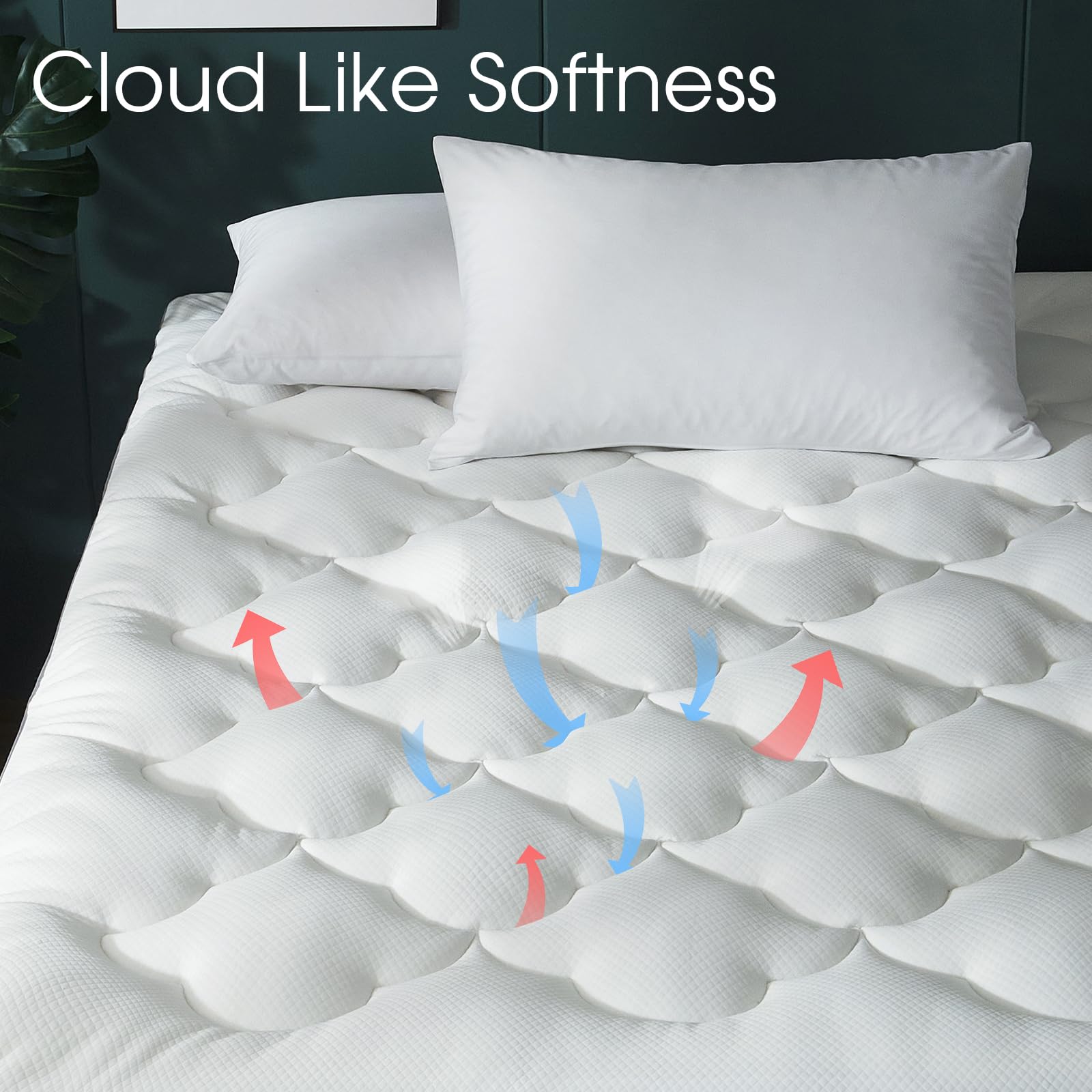 Powdion Mattress Topper King, Soft Plush Cooling Down Alternative Pillow Top Mattress Topper King for Back Pain,Thick Mattress Pad Bed Topper with 8-21" Deep Pocket