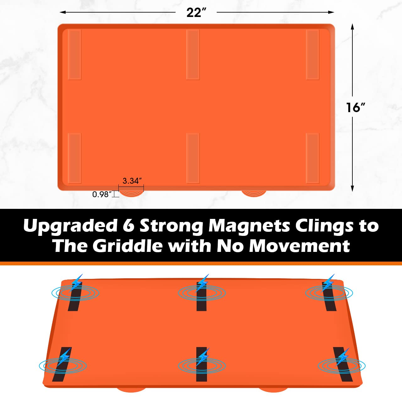 22" Griddle Mat Silicone for Blackstone, Magnetic Protective Cover Mats Blackstone Griddle Top Covers for Blackstone Protector Outdoor-Orange