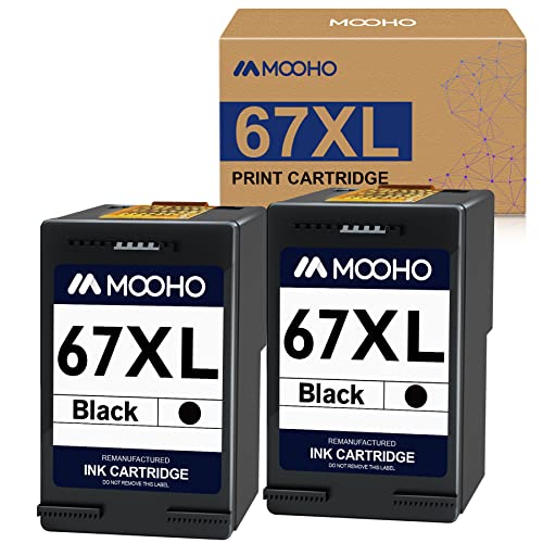 Mooho Remanufactured Ink Cartridge Replacement for HP 67XL 67 XL HP67 HP67XL for HP Envy 6055 6055e 6052 Envy Pro 6455 6455e Deskjet 2755e 2755 Deskjet Plus 4140 4155e Printer (Black, 2 Combo Packs)