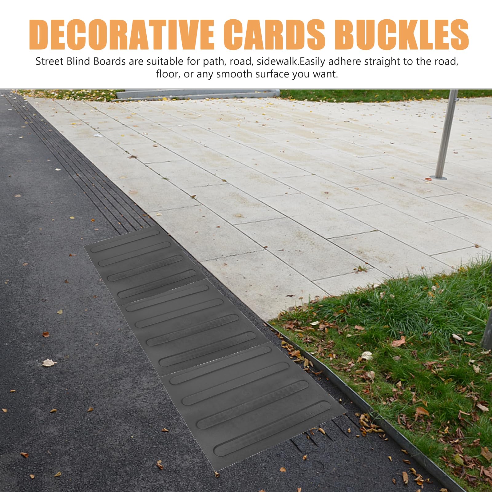 4pcs Tactile Paving Tiles Rubber Blind Road Bricks Patio Deck Tiles Outdoor Sidewalk Pad Walkway Floor Stickers for Pathway Garden Poolside Balcony