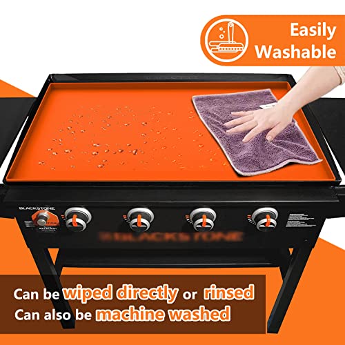 JOOKKI 17"22"28"36"Griddle Silicone Mat - Cover for Blackstone Pro Heavy Duty Food Grade Silicone Mat Protect Outdoor Griddle Mat Blackstone Mats for Grill Top(28"Orange)