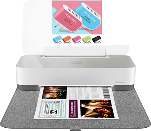 PC Universal Tango X Smart Wireless Printer with Indigo Linen -Cover – Mobile Remote Print, Scan, Copy, HP Instant Ink 3-Port USB Charger