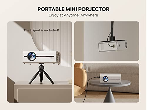 Projector with WiFi and Bluetooth, 9000L Portable Movie Projector 5G WiFi 1080P 4K Support, YABER V5 Mini Home Theater Projector with Tripod and Bag Compatible with Phone HDMI PC TV Stick