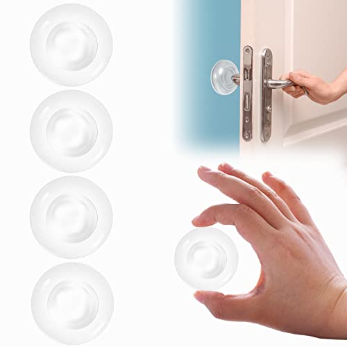 Door Stop Wall Protector,Clear Door Stoppers Wall Protector,Wall Door Knob Protector, Wall Protectors from Door Knobs and Furniture, Quiet and Shock Absorbent Silicone Door Stops for Wall 4pcs