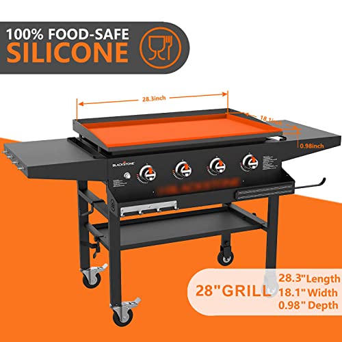 JOOKKI 17"22"28"36"Griddle Silicone Mat - Cover for Blackstone Pro Heavy Duty Food Grade Silicone Mat Protect Outdoor Griddle Mat Blackstone Mats for Grill Top(28"Orange)
