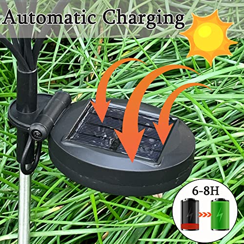 Vankada 4 Pack Solar Firefly Lights, Upgraded 8 LED, Solar Garden Lights, Warm Light, Floral Theme, Outdoor Waterproof, Breathing Mode, High Flexibility, Perfect for Patio, Yard, Path