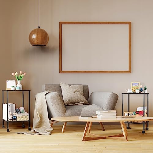 Vrisa End Table Set of 2 Side Table Livingroom Bedside Tables for Small Spaces Nightstands Set of 2 Small Narrow End Table with Wheels 2-Tier Space Saving for Living Room Bedroom Office, Black
