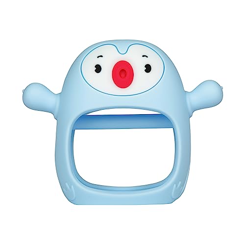 Kiddie Dream Penguin Soothing Baby Teething Toy, Teething Toys for Babies 0-6 Months, Baby Toys 0-3 Months, Newborn Toys, Baby Teether, Baby Must Haves, Durable and Non-droppable (Light Blue)