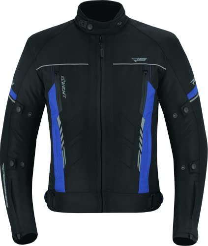 RS Motosports All Season Racing Motorbike Jacket for Men Water Proof & Breathable Motorcycle Jacket with Textile Fabric (US, Alpha, Large, Regular, Regular, Blue)