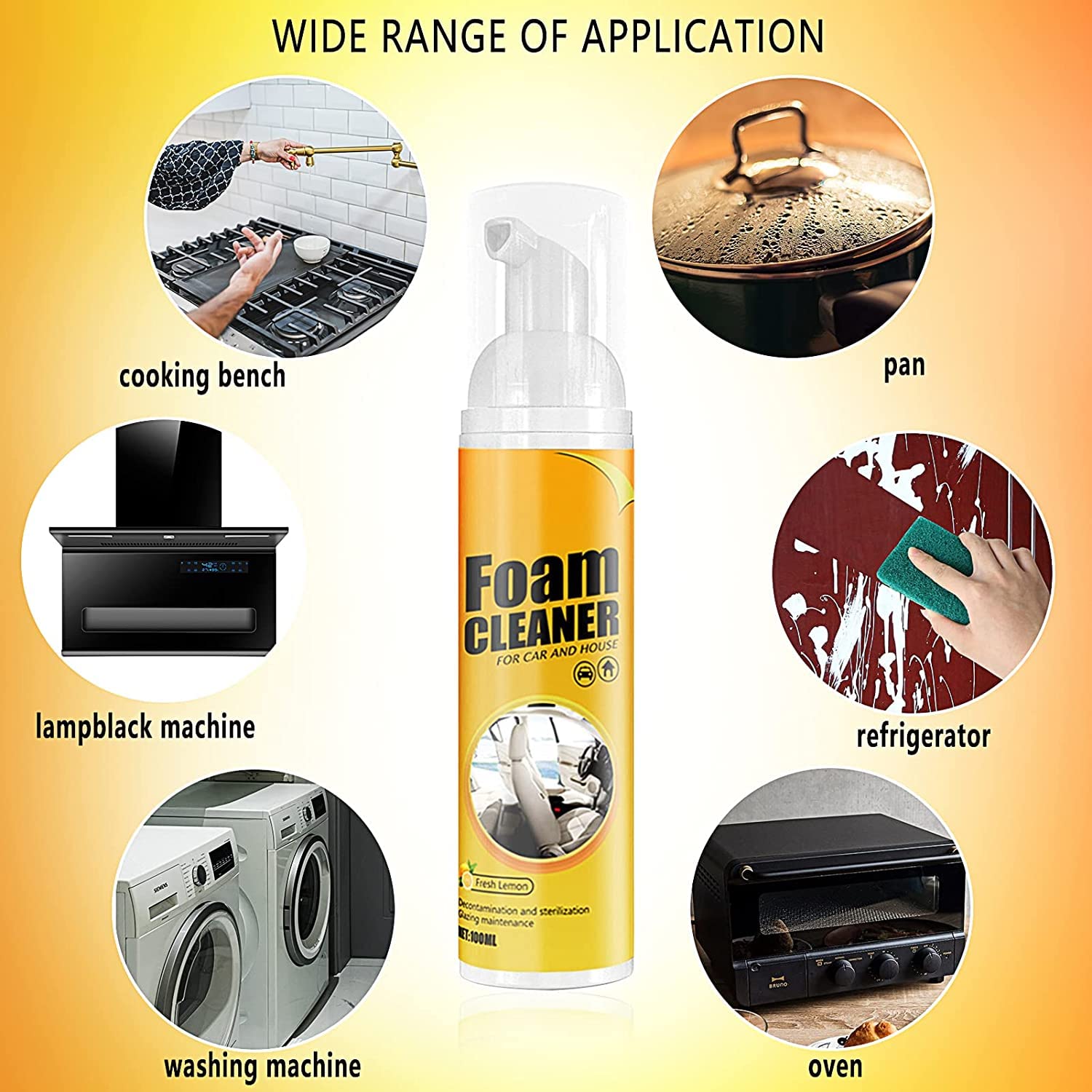 Car Foam Cleaner, Car Magic Foam Cleaner, Foam Cleaner All Purpose, Multi purpose Foam Cleaner for Car Detailing, Stain-Removing Foam Cleaner for Car Seats and Upholstery - 100 ml
