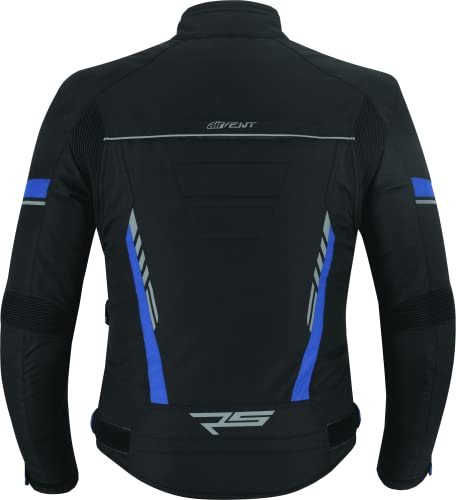 RS Motosports All Season Racing Motorbike Jacket for Men Water Proof & Breathable Motorcycle Jacket with Textile Fabric (US, Alpha, Large, Regular, Regular, Blue)
