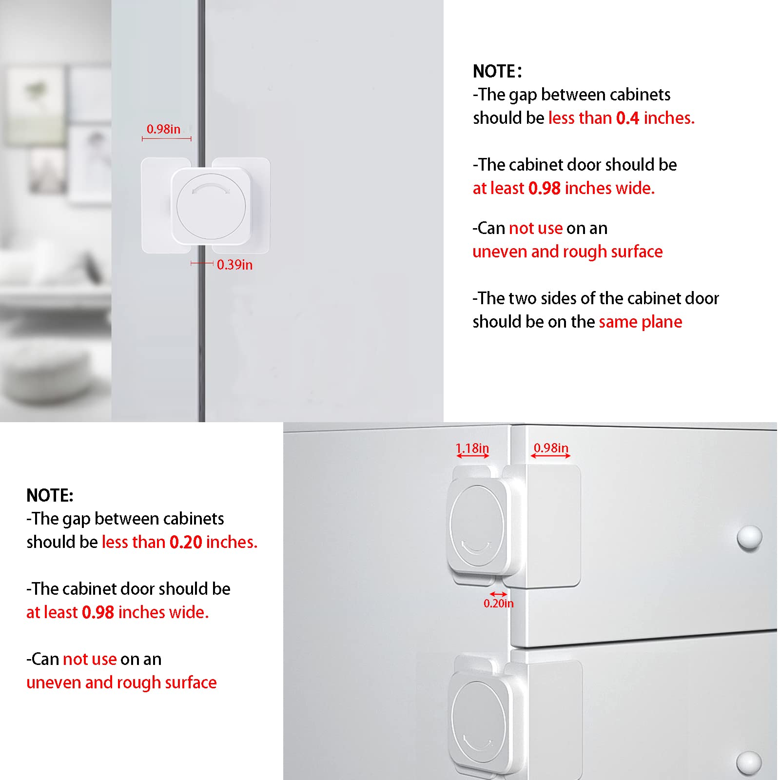 Cabinet Locks(12-Pack) for Babies, Kids and Toddlers Proofing Cabinet Child, safety Locks Suitable for Cabinets, Drawer and Refrigerator with Easy Installation (White) (8 Flat Lock+4 Right Angle Lock)